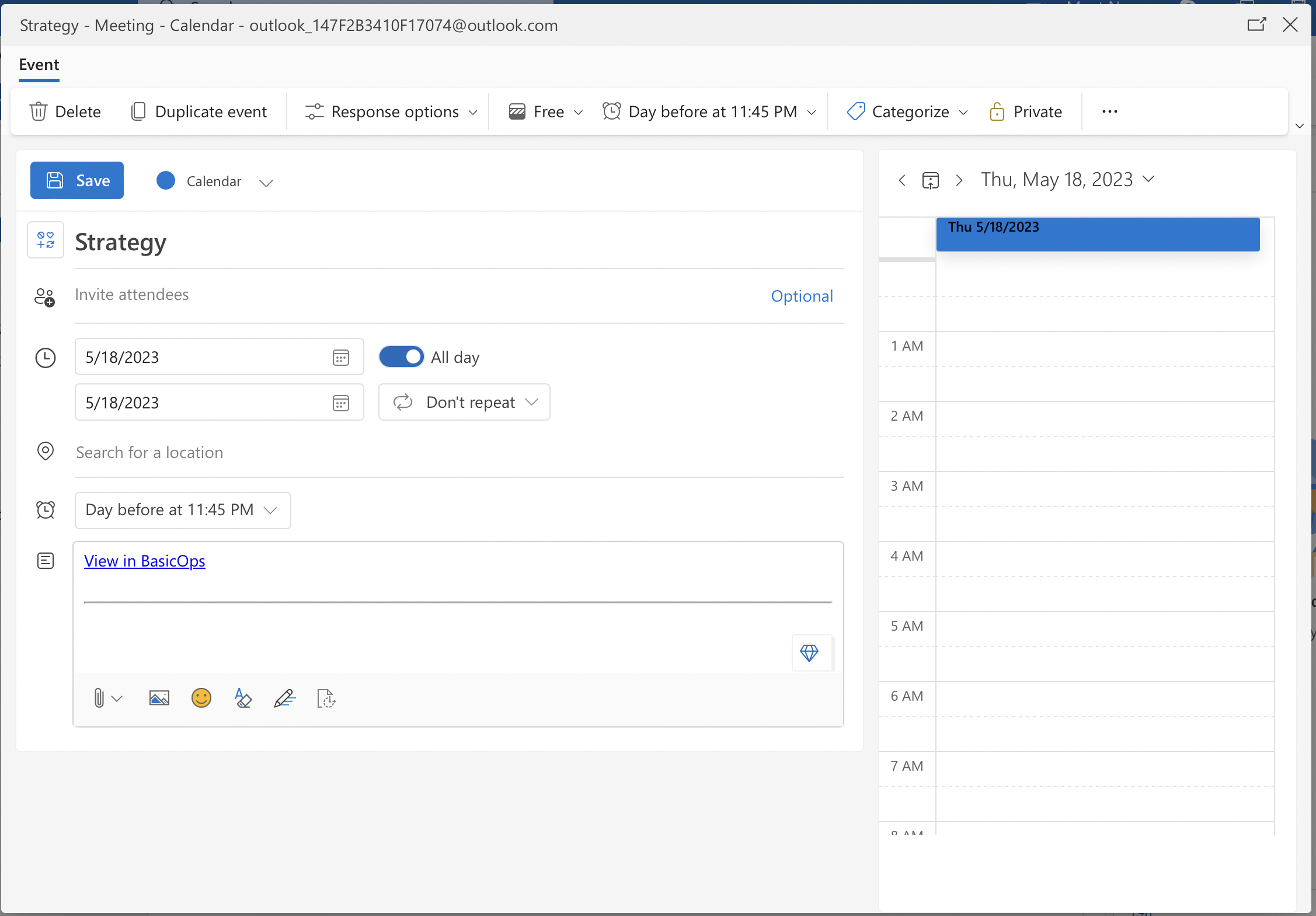 Using BasicOps with Microsoft Outlook Calendar – BasicOps Help Center