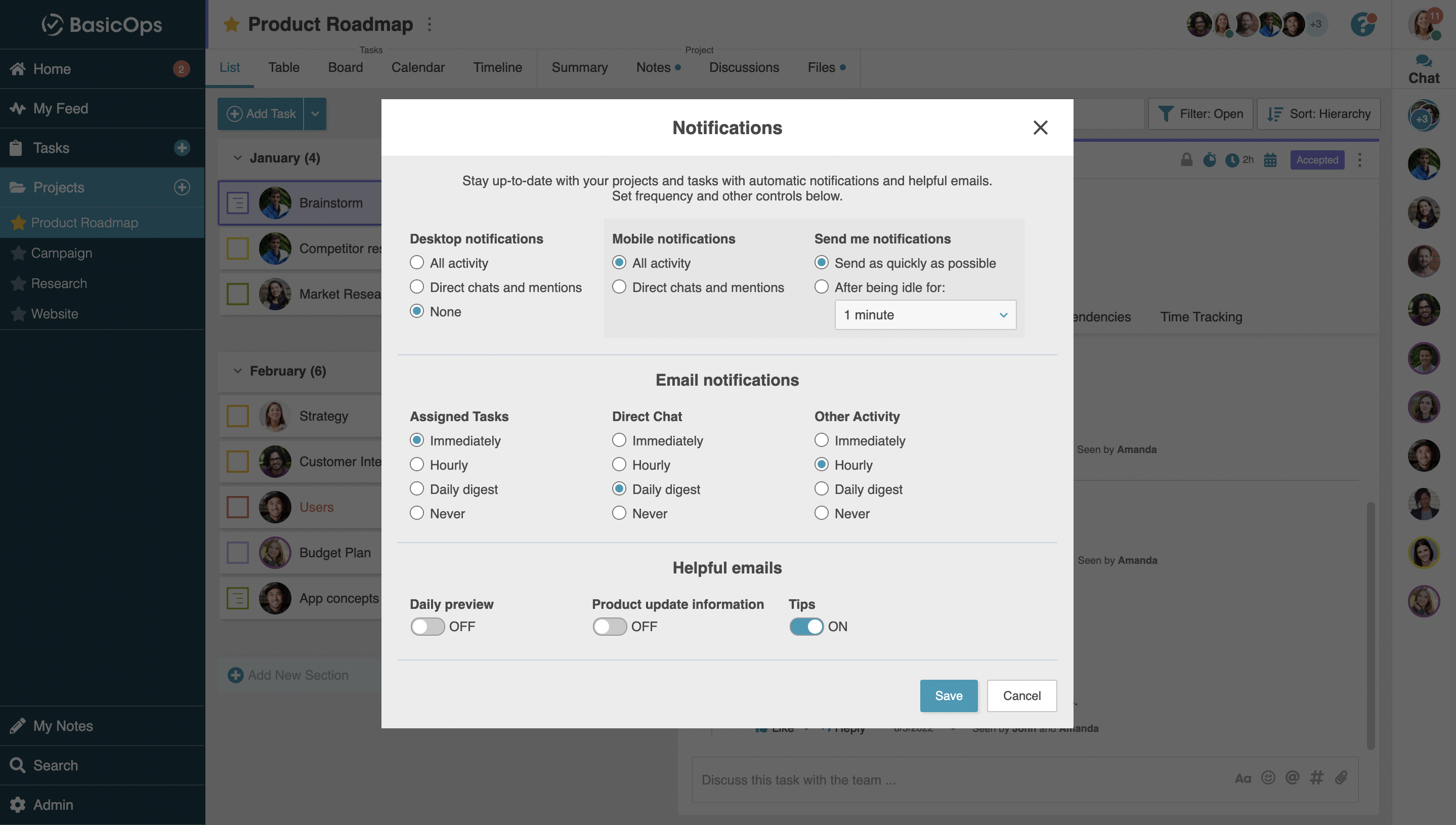 Changing your notifications – BasicOps Help Center