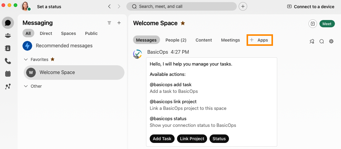 Using BasicOps in Webex Spaces – BasicOps Help Center