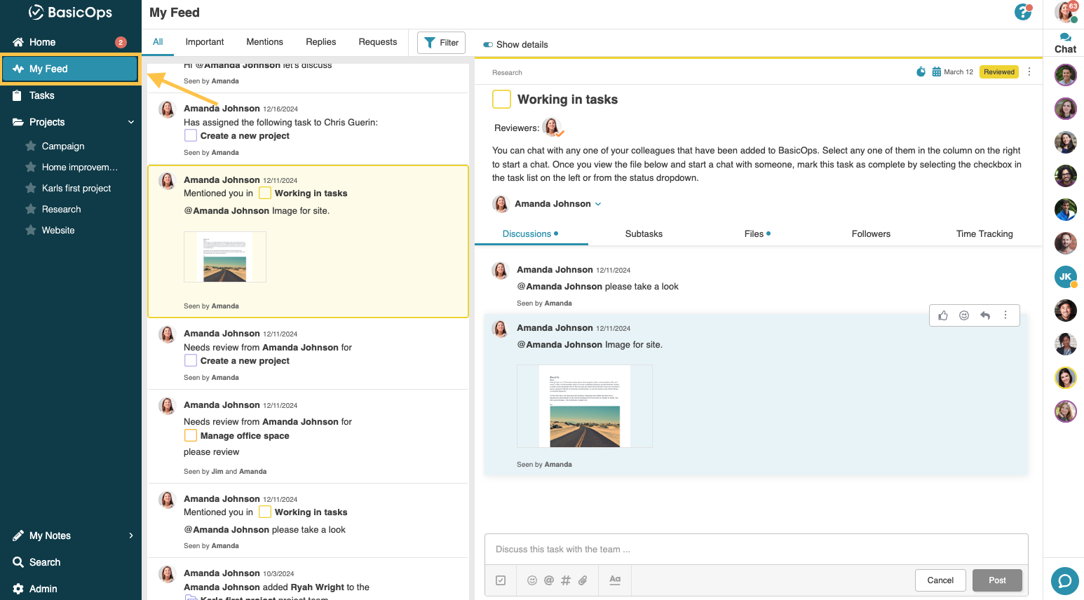 Using My Feed – BasicOps Help Center