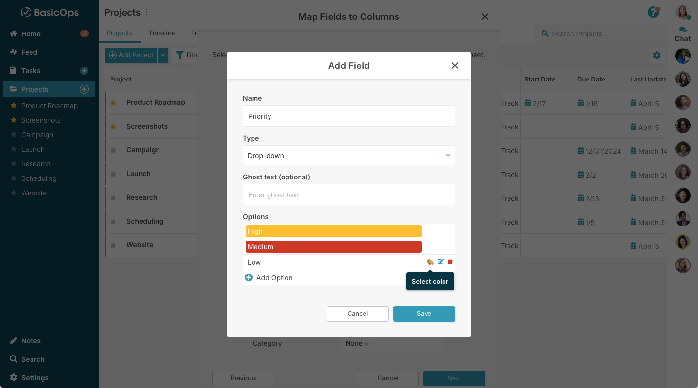 Update Project Information From Spreadsheet Basicops Help Center