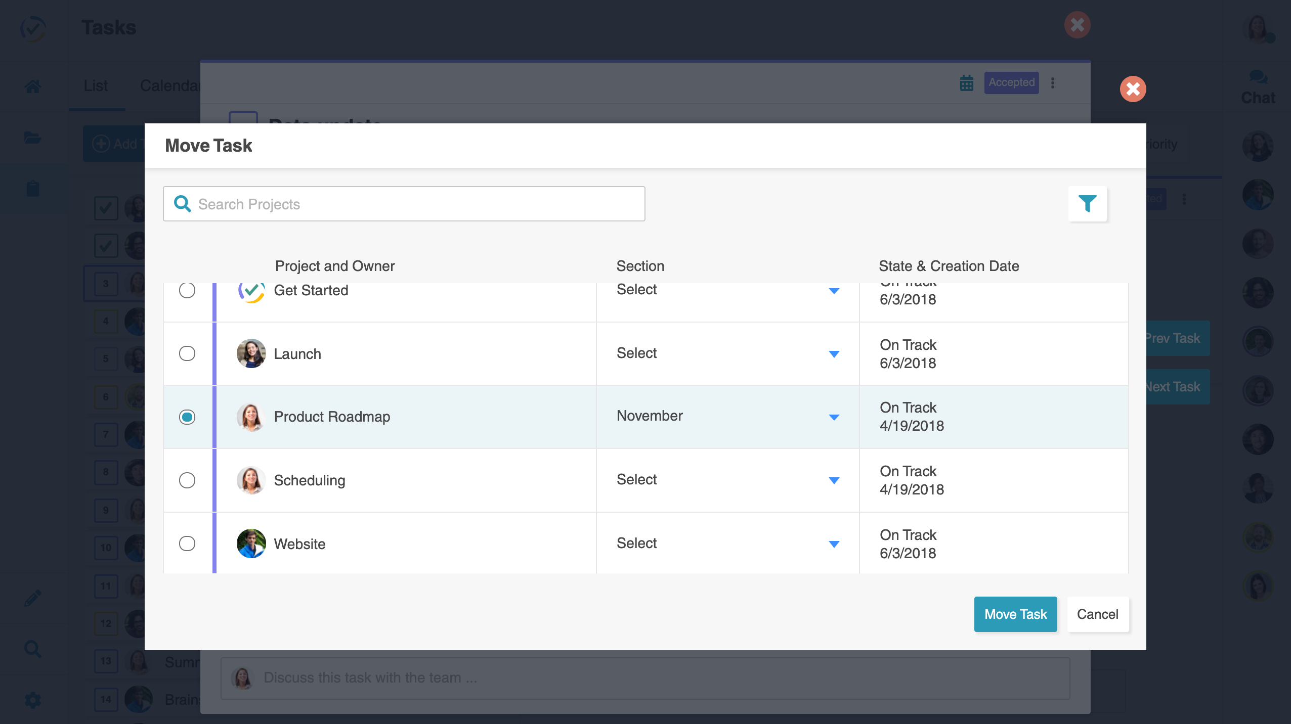 Moving a task – BasicOps Help Center