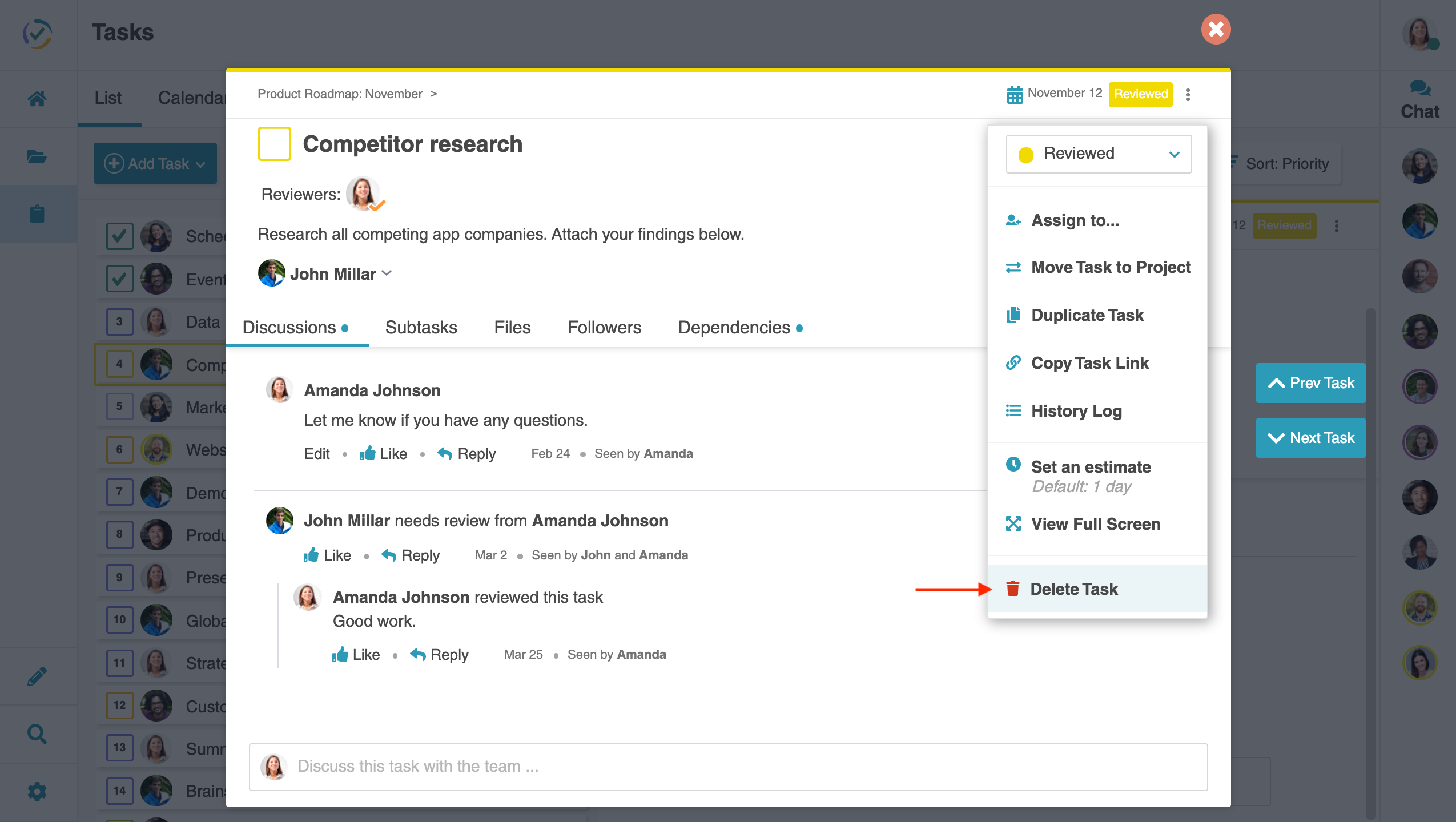 Deleting a task – BasicOps Help Center