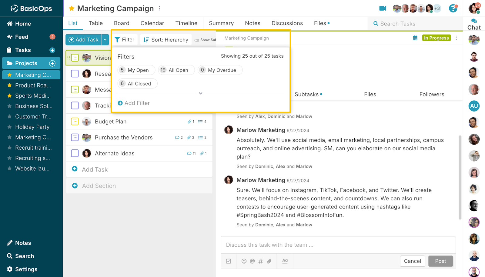 How To Filter Tasks In A Project Basicops Help Center