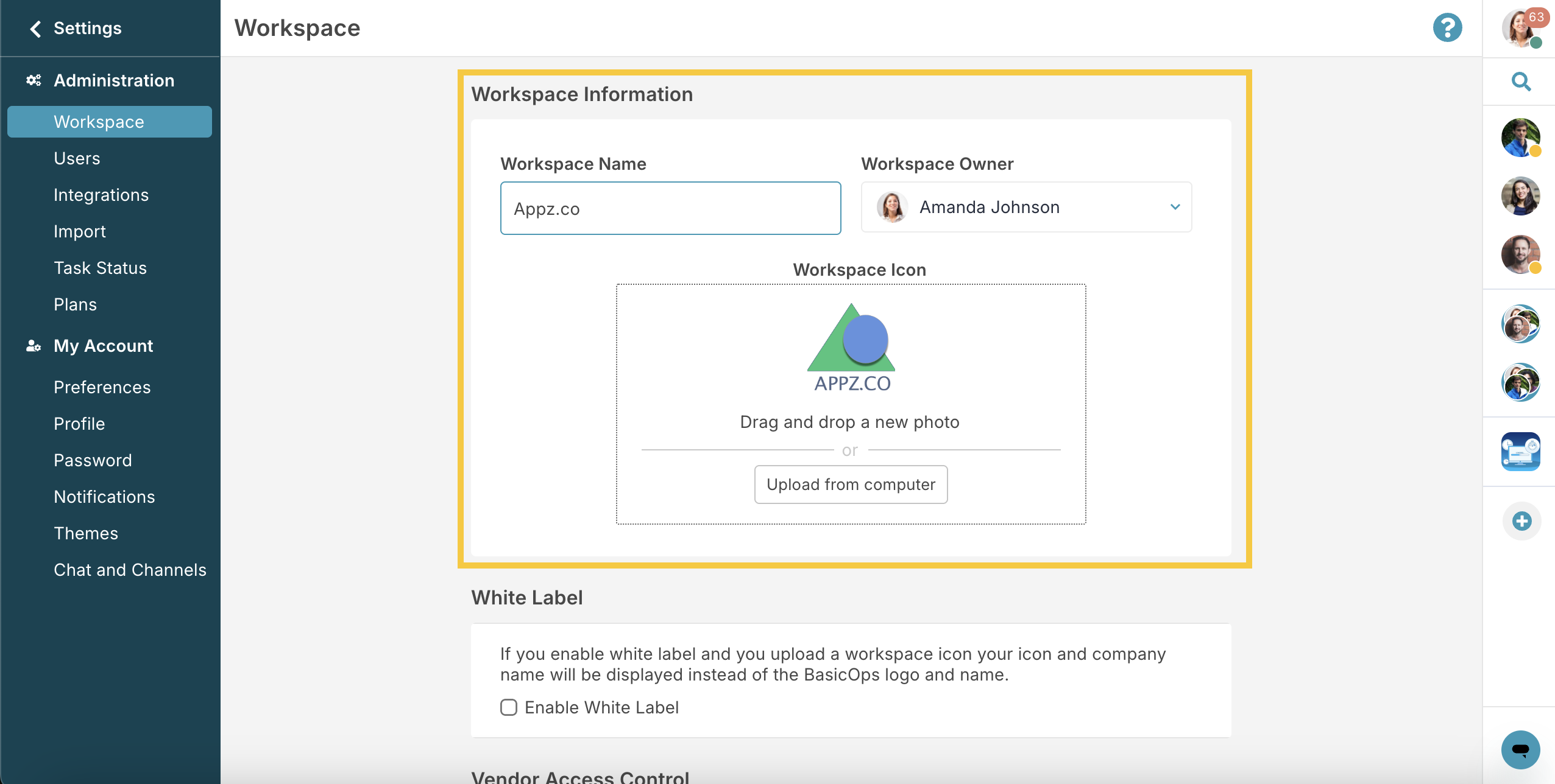 Workspace Settings – BasicOps Help Center