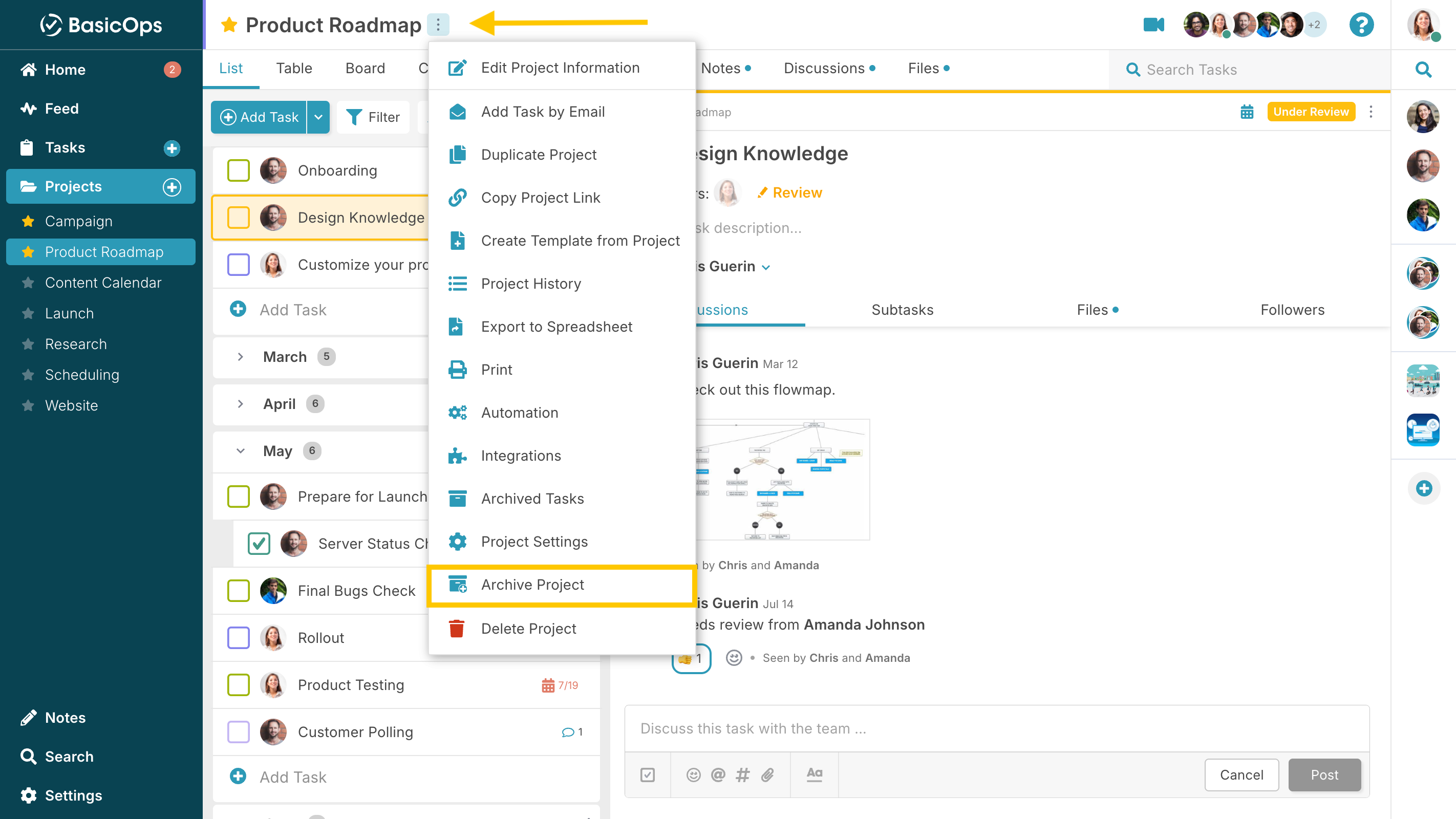Archiving Projects – BasicOps Help Center