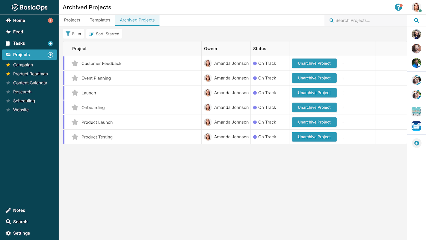 Archiving Projects – BasicOps Help Center