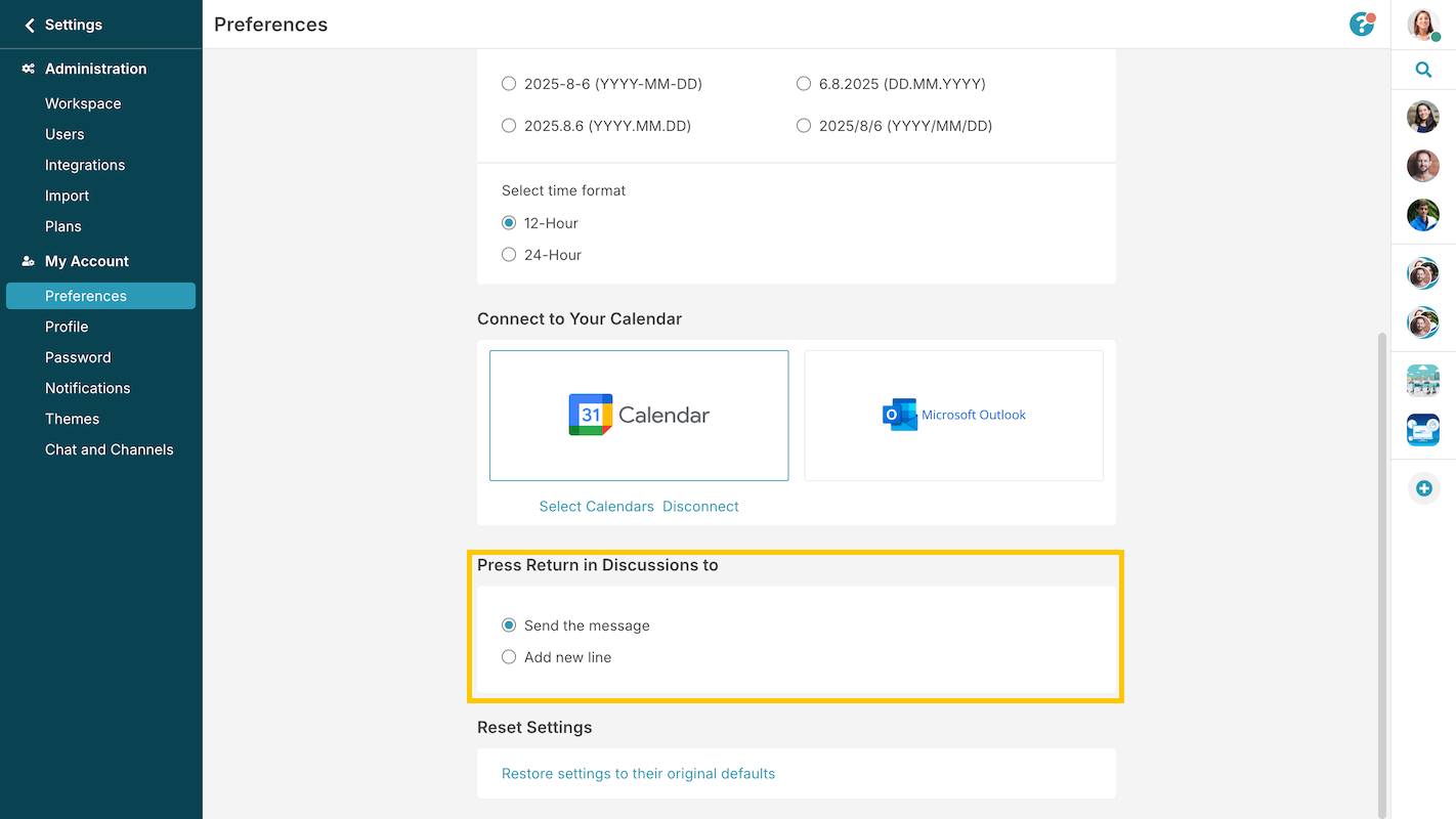 Return in Discussions/Chats and Channels – BasicOps Help Center