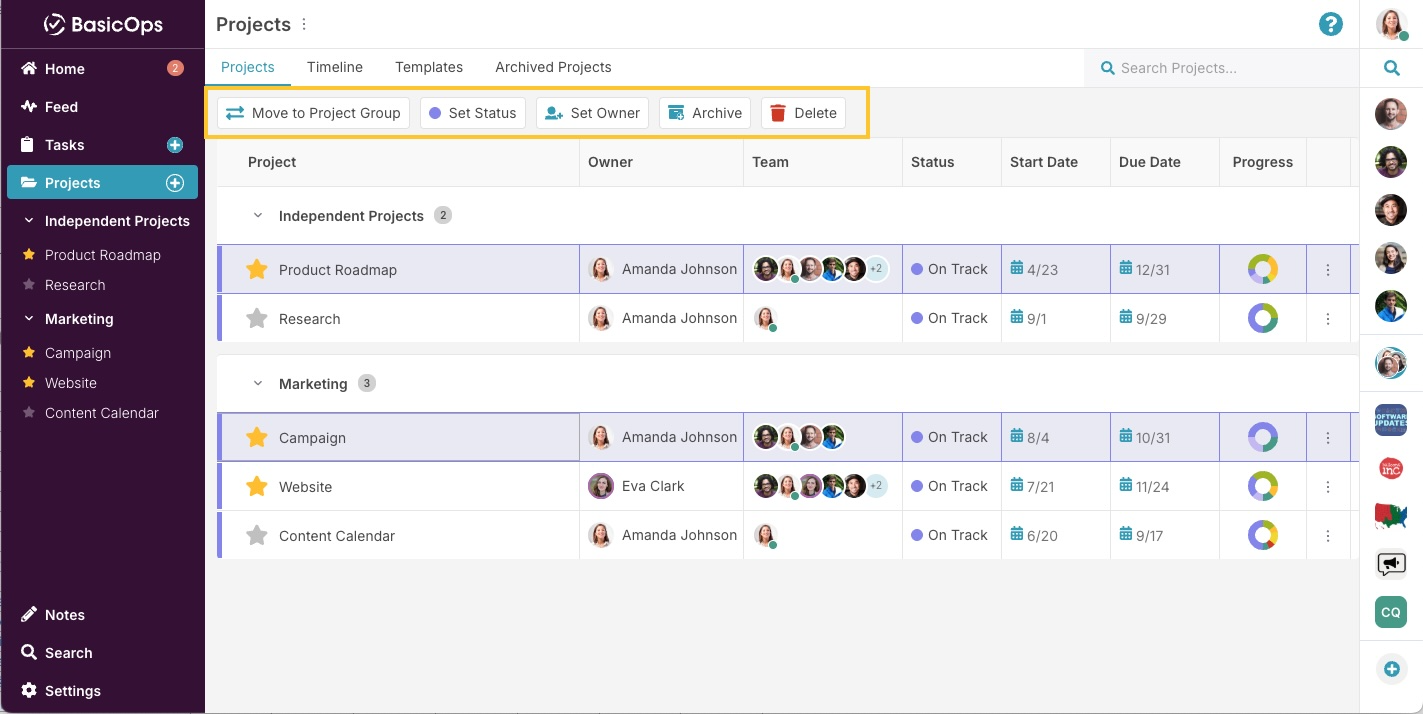 Update Multiple Projects at Once – BasicOps Help Center