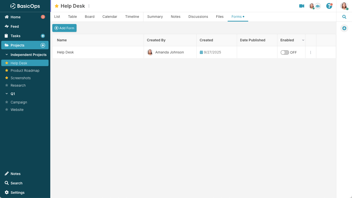 Forms – BasicOps Help Center