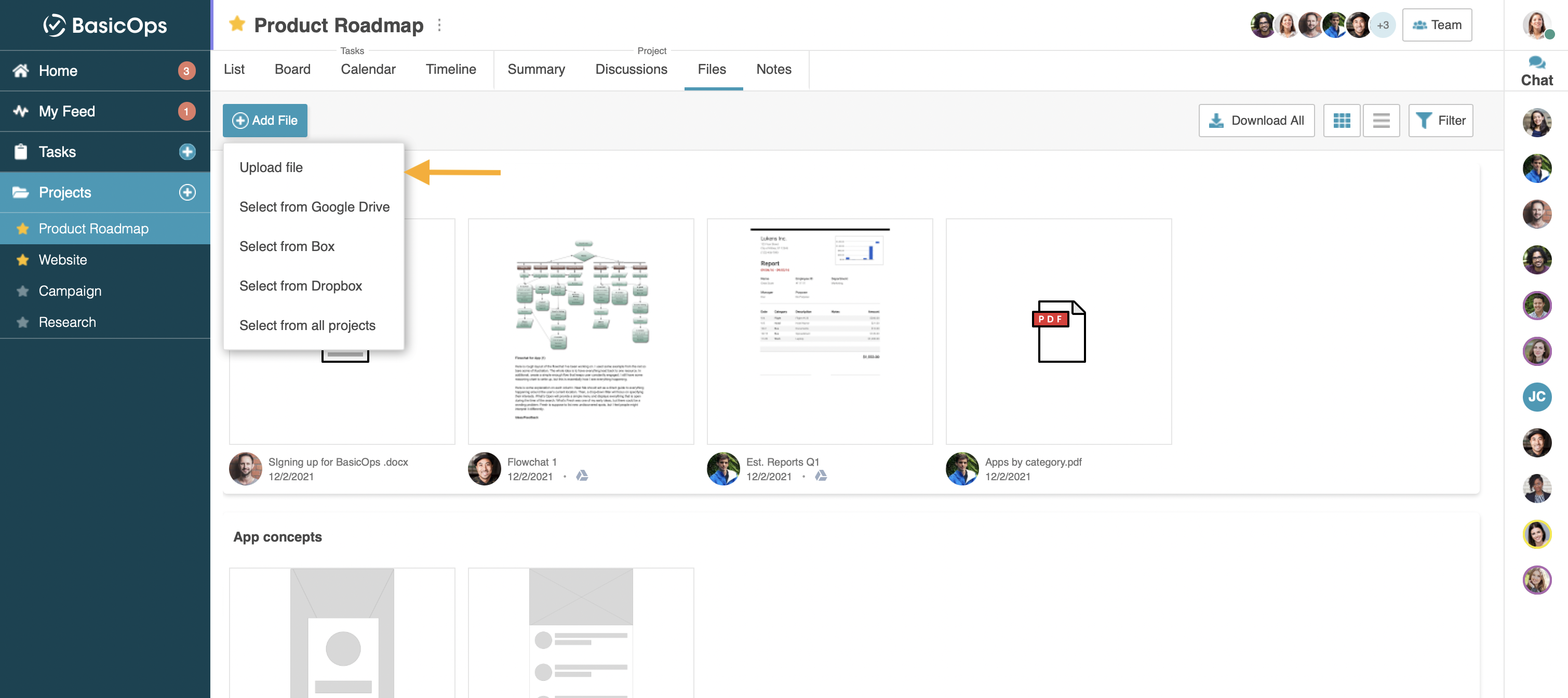 Adding files to a project – BasicOps Help Center